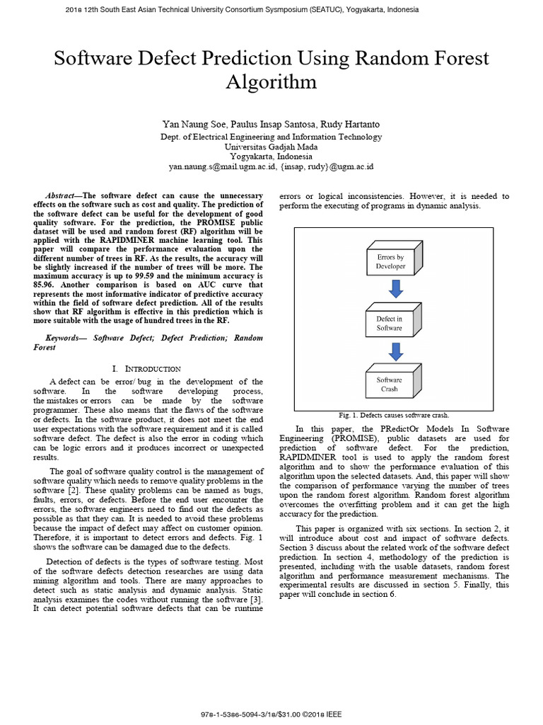 Software Defect Prediction Using Random Forest Pdf