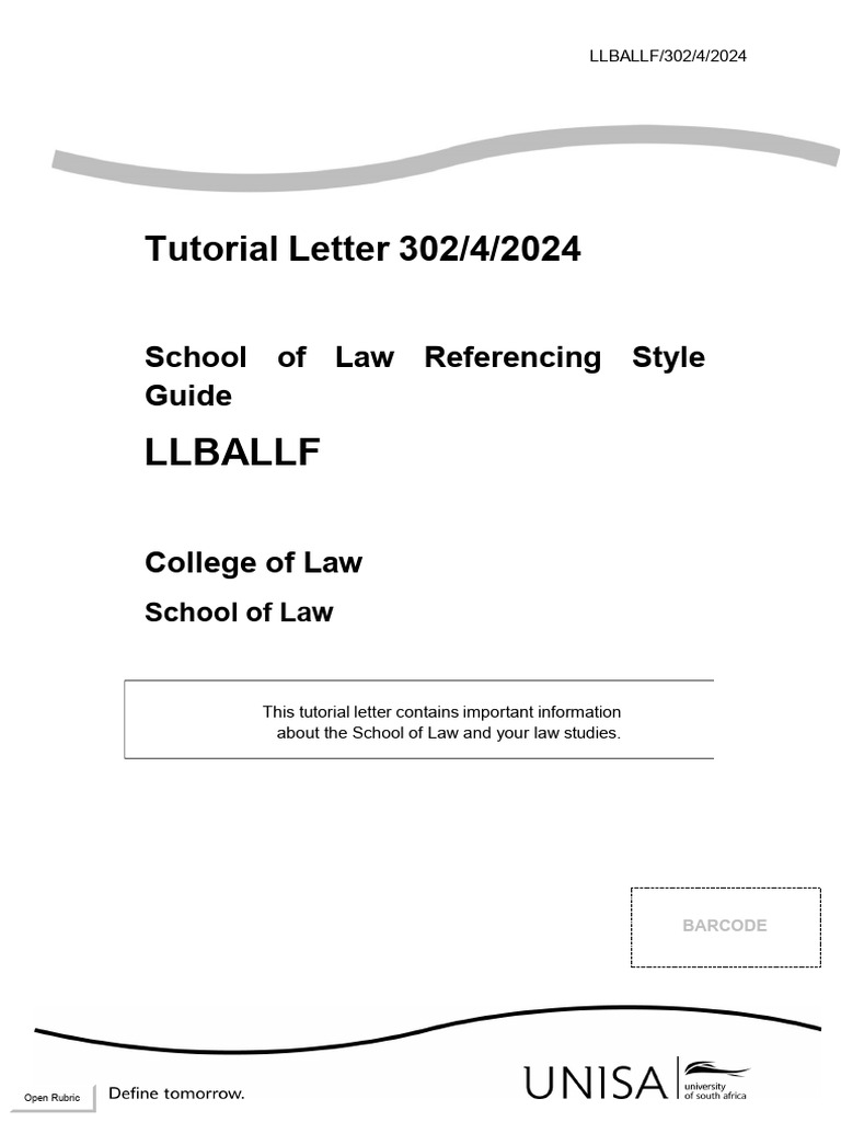 Referencing Style (Tutorial Letter 302) | PDF