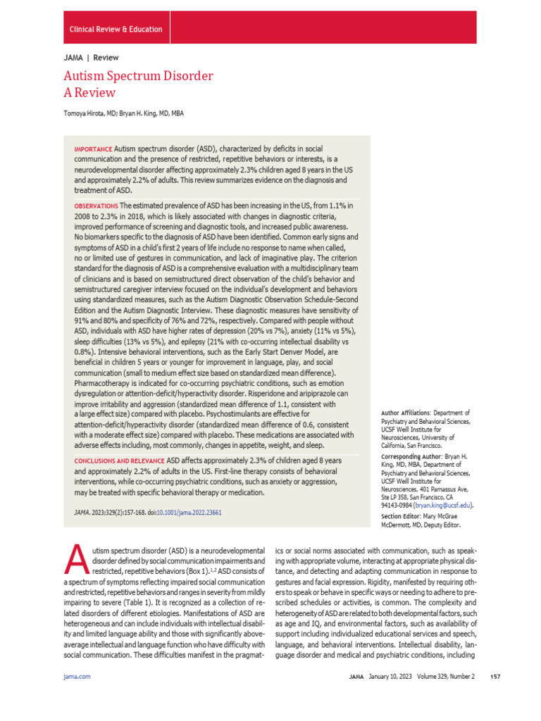 ASD A Review - Hiroda, Bryan (2023) | PDF | Autism Spectrum | Mental ...