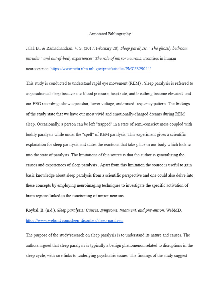 Annotated Bibliography Final Draft | PDF