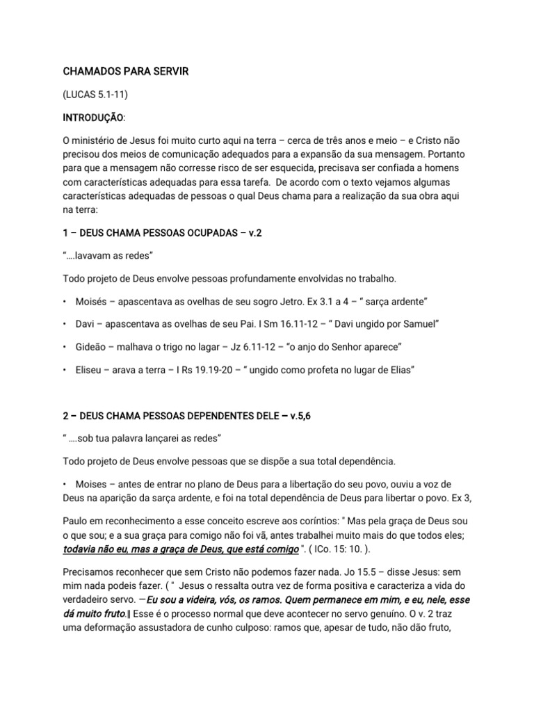 Chamados para Servir | PDF