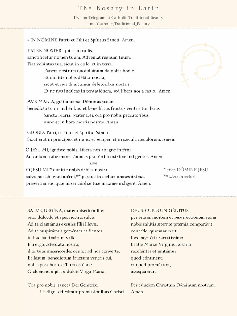Rosary in Latin Catholic Traditional Beauty A4 - 240721 - 092101 | PDF