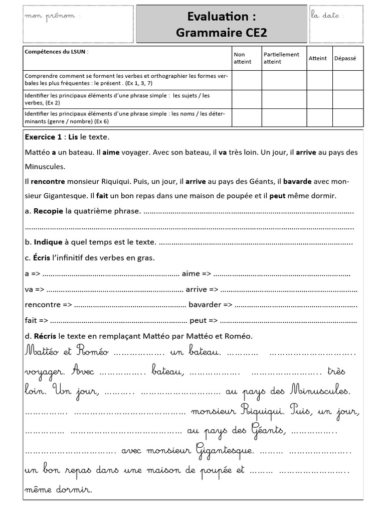 Éval Ce2 5 | PDF