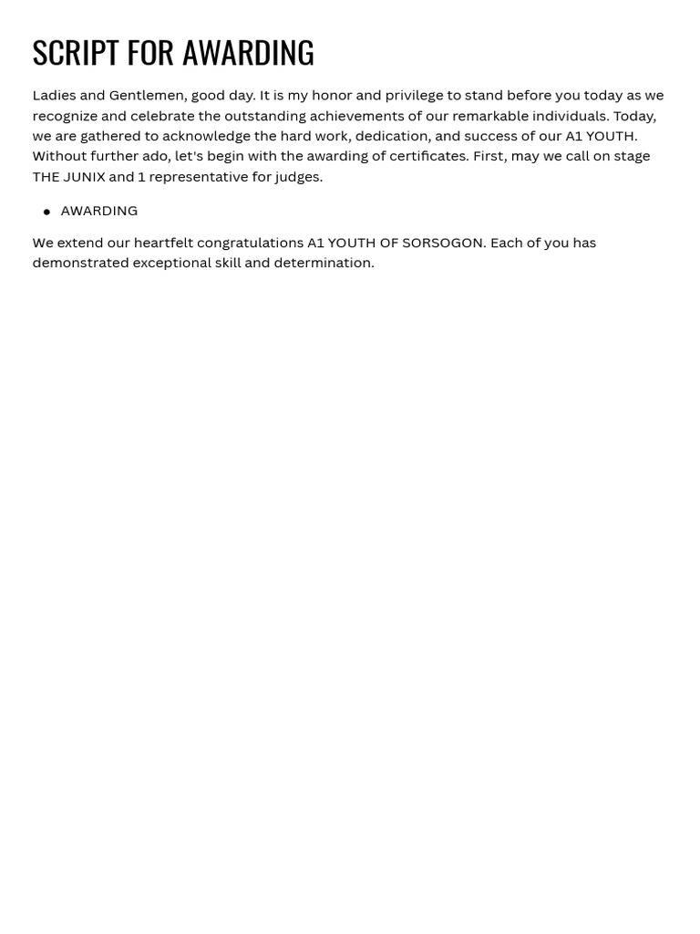 Script For Awarding | PDF