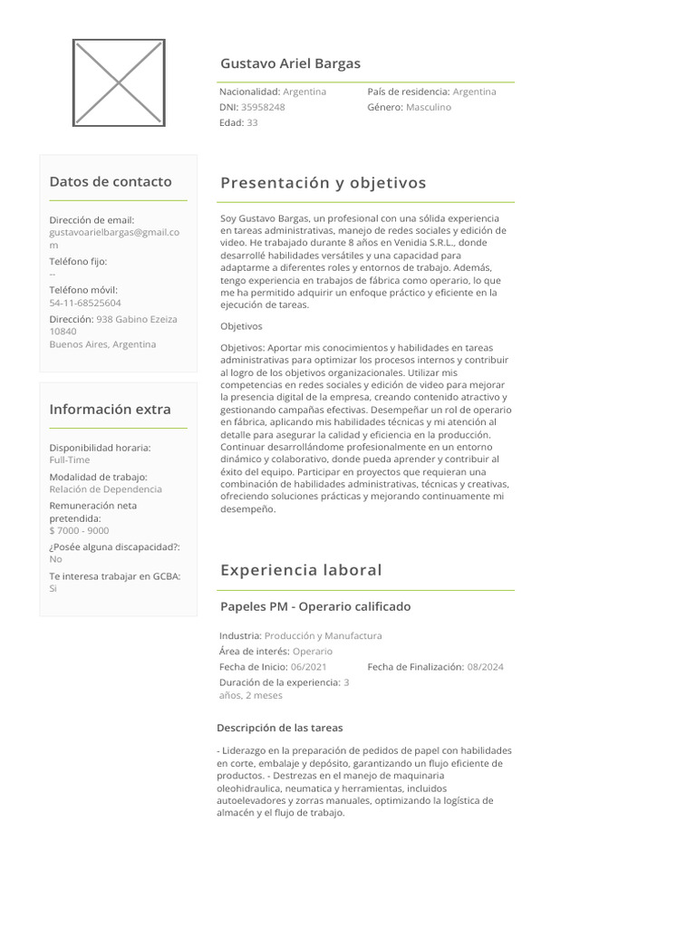 Gustavo Ariel Bargas CV | PDF