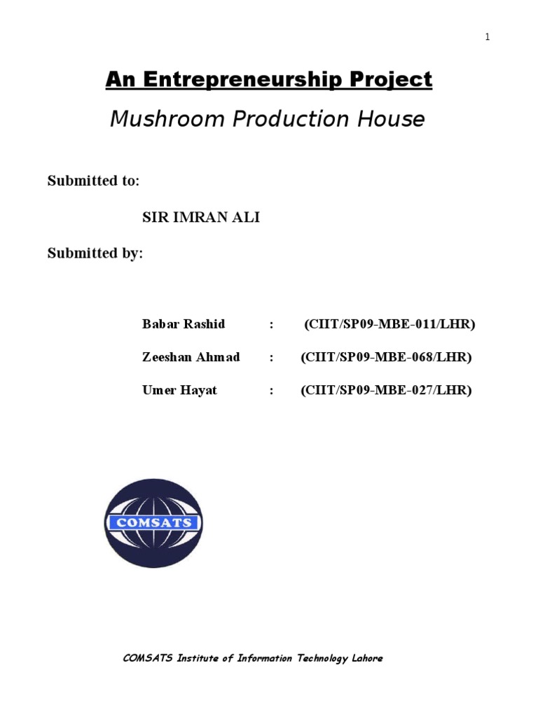 Entrepreneurship Project | PDF | Expense | Edible Mushroom