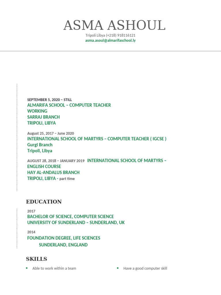 Asma Alshoul - CV | PDF