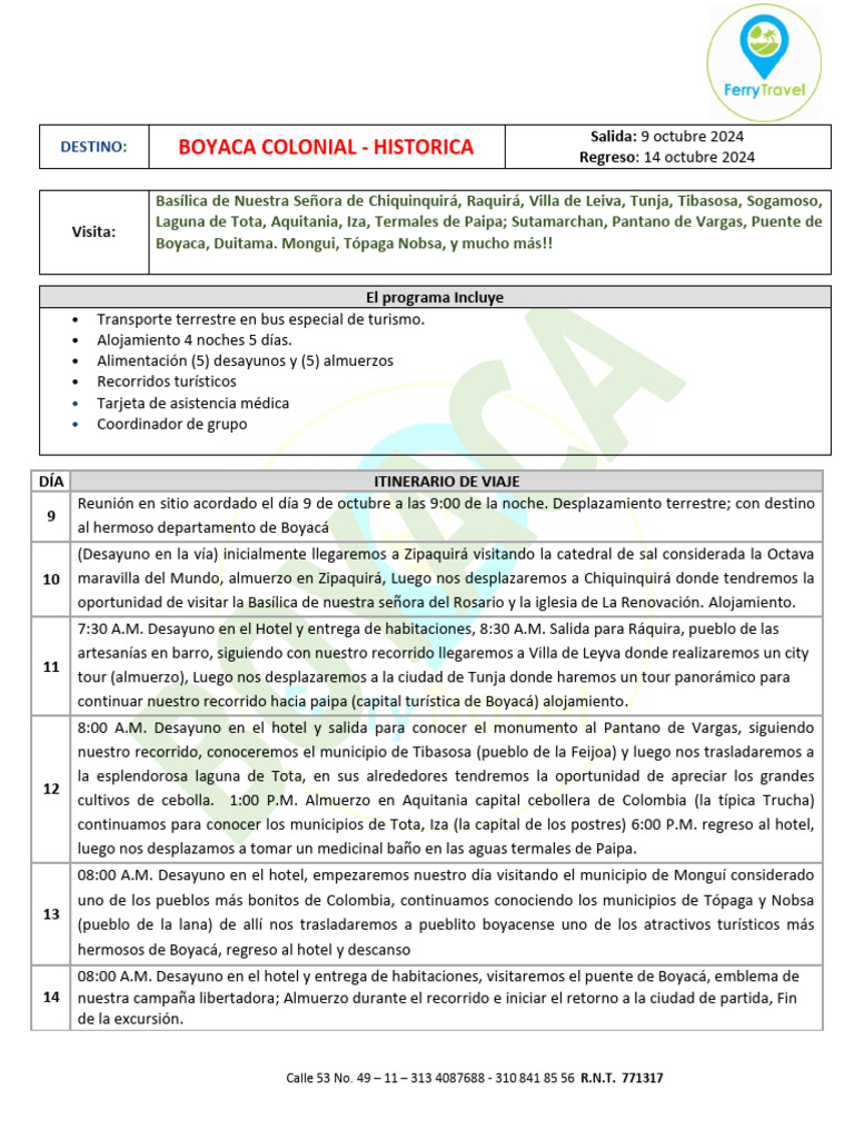 PLan y Descripcion Boyaca | PDF