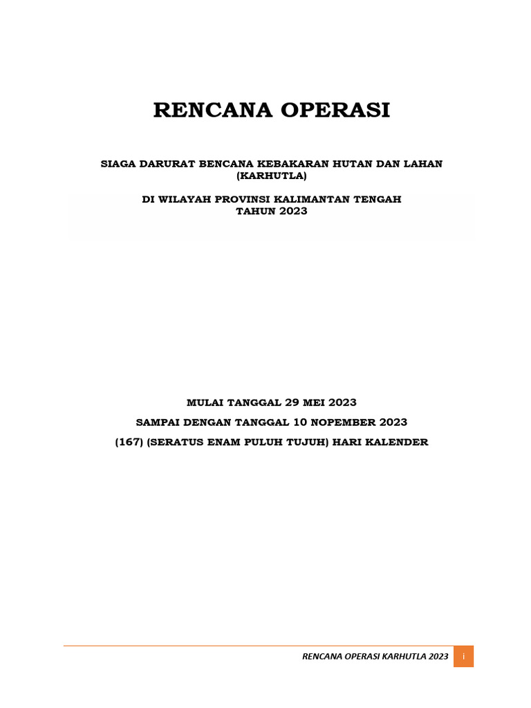 Rencana Operasi Karhutla 2023 | PDF