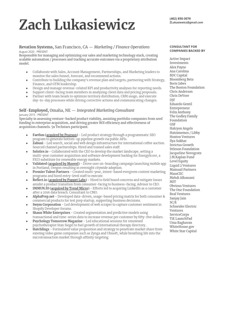 Zach Lukasiewicz, Resume | PDF