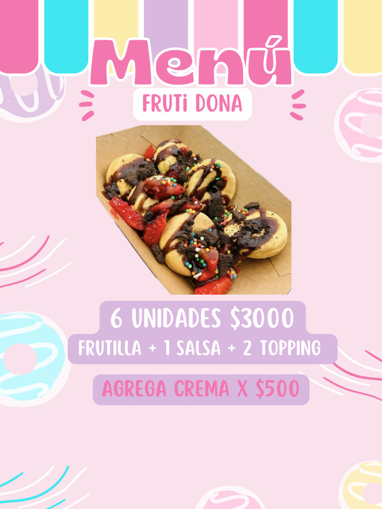 Menu Restaurante de Donas Llamativo Rosa Pastel PDF | PDF