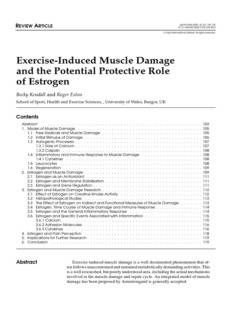 Kendall and Eston EIMD and Estrogen Sports Med 2002 | PDF | Macrophage ...