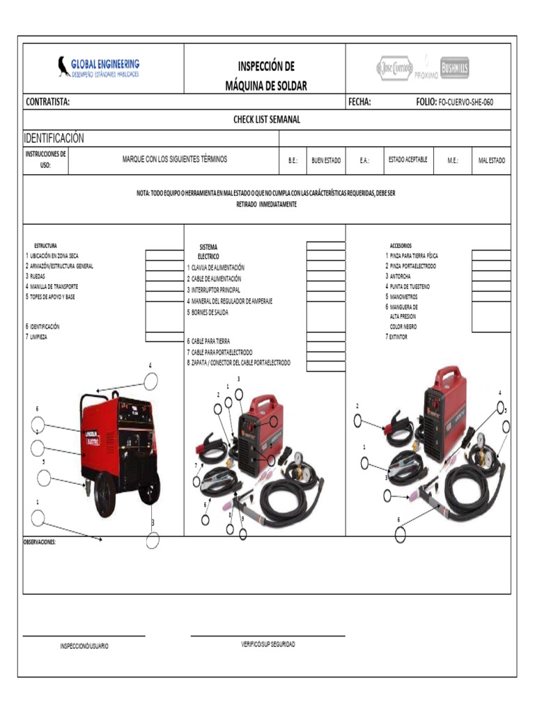 Inspeccion Máquina de Soldar | PDF