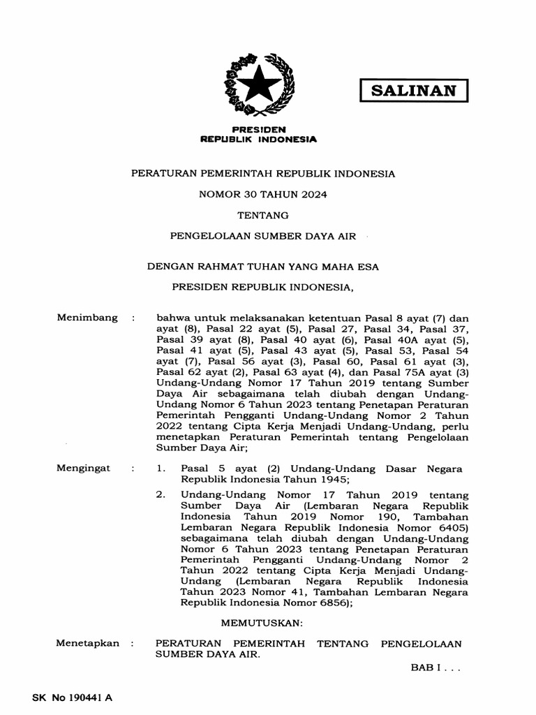 Salinan PP Nomor 30 Tahun 2024 | PDF