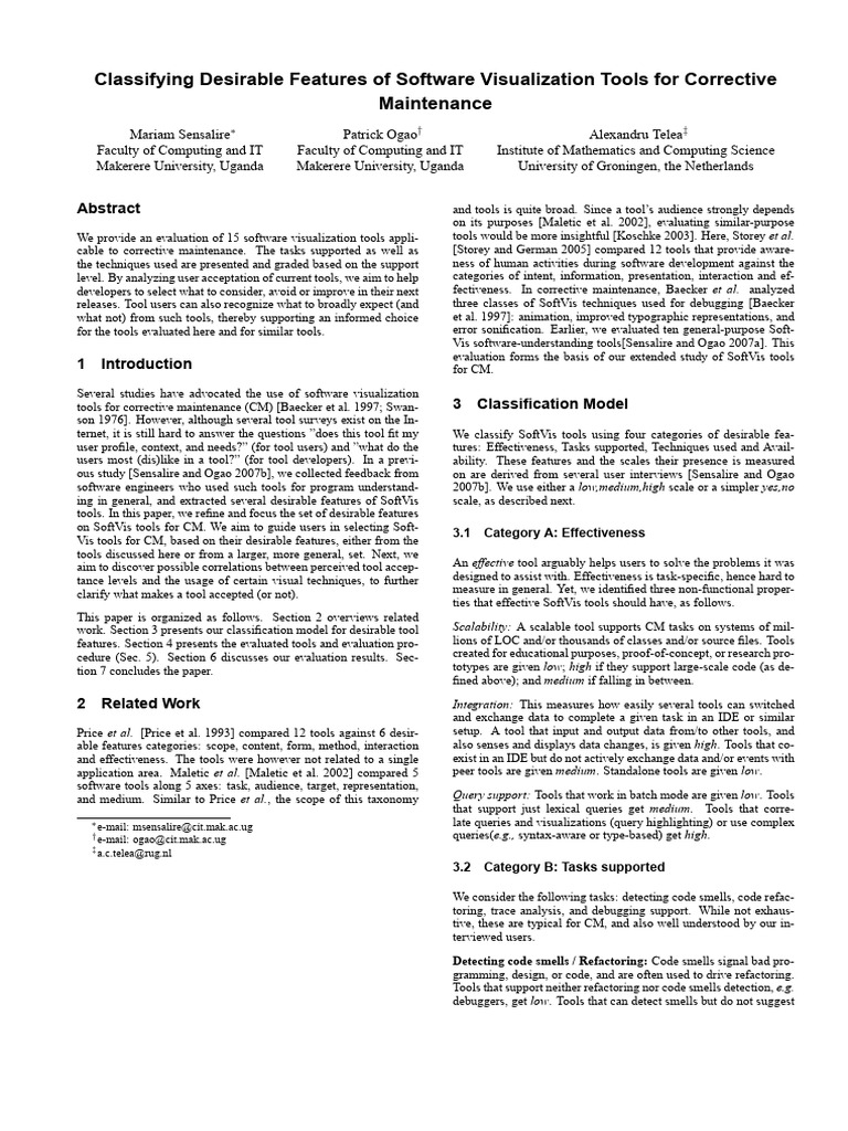 Classifying Desirable Features of Software Visualization Tools For ...
