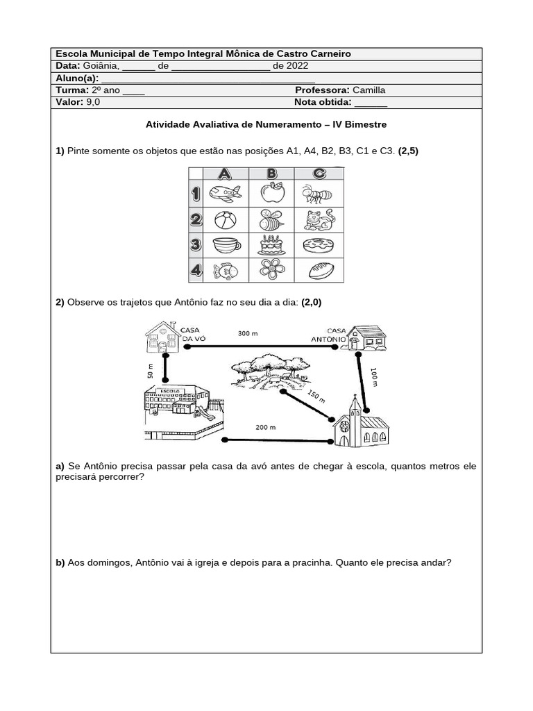 Ativ. Avaliativa de Numeramento - 4 | PDF