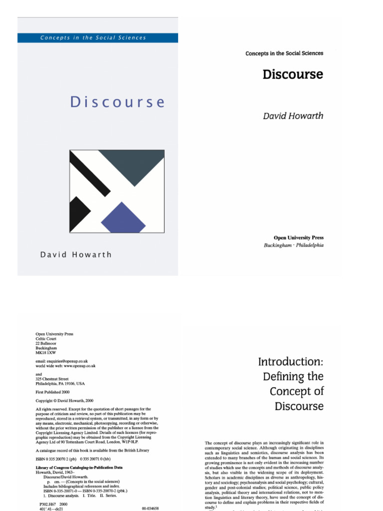 Howarth, D. (2000) - "Introduction - Defining The Concept of Discourse". in - Discourse. McGraw ...