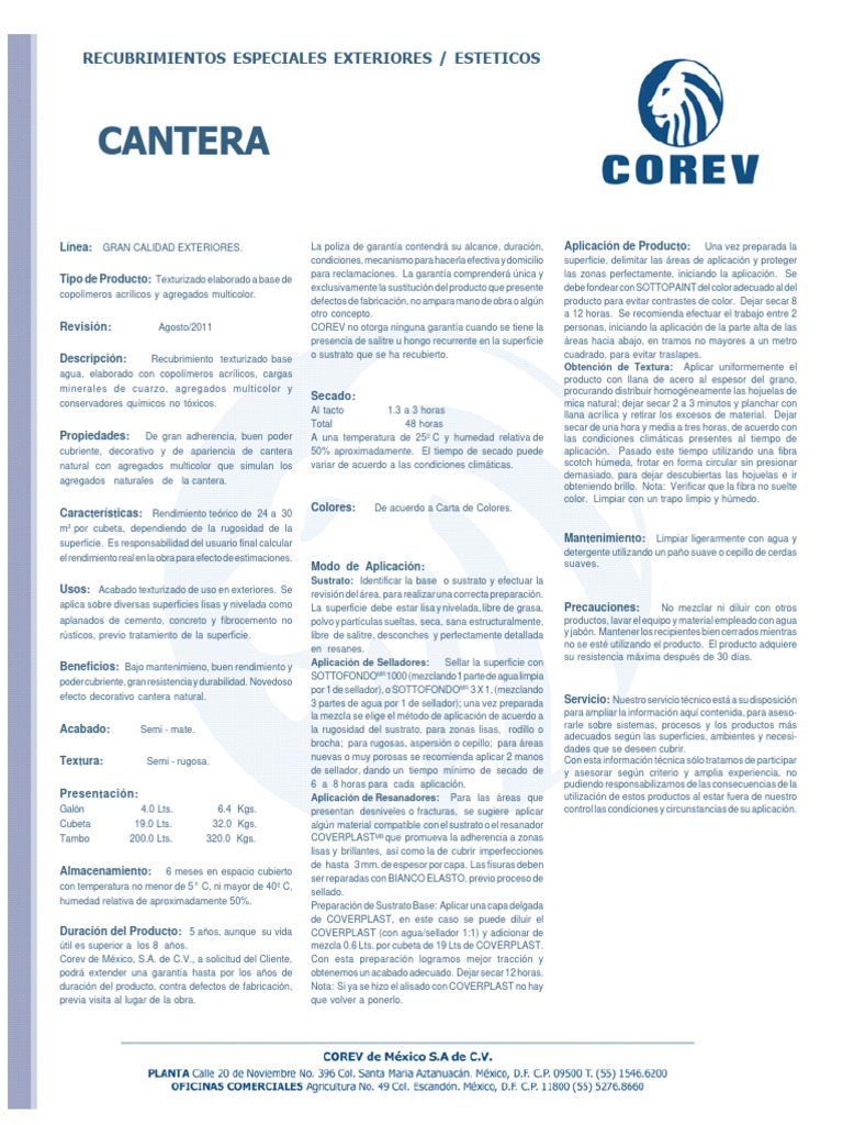 COREV PASTA Cantera | PDF