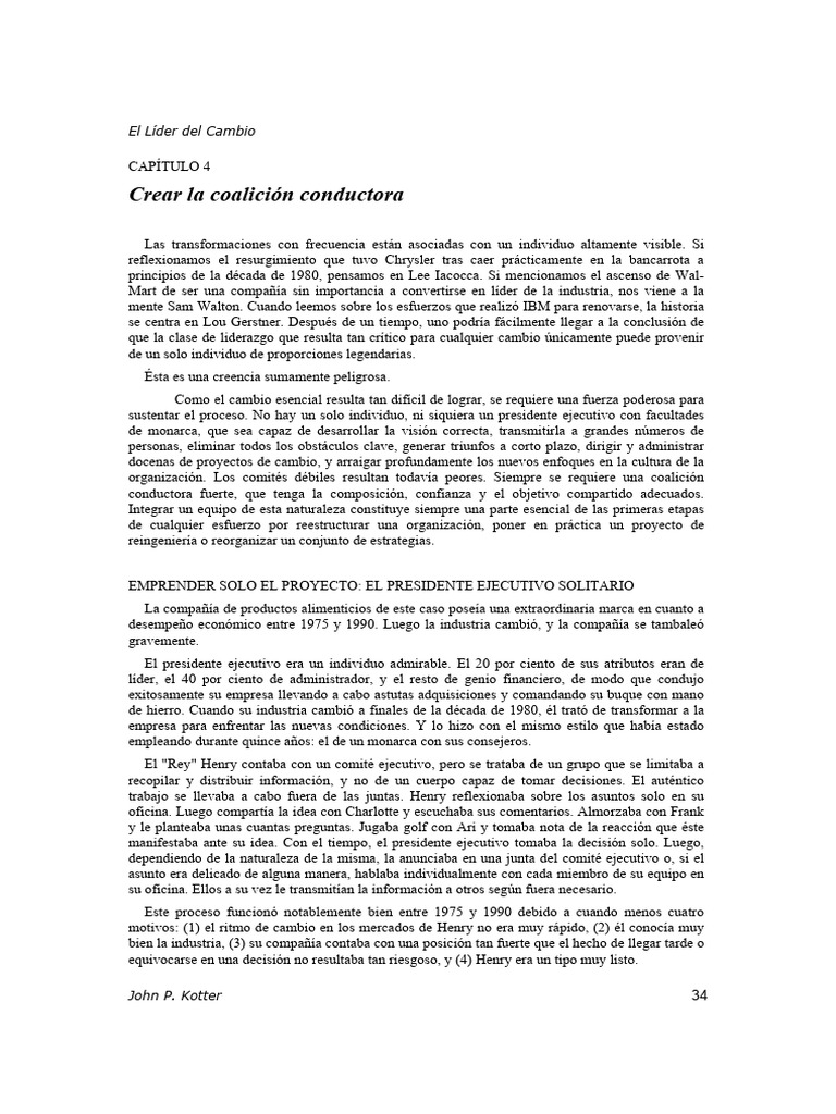 Kotter - Cap 4 - Crear Una CoaliciÃ N Conductora | PDF