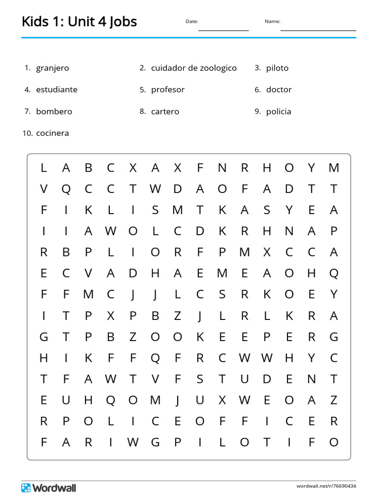 kids-1-unit-4-jobs-wordsearch | PDF