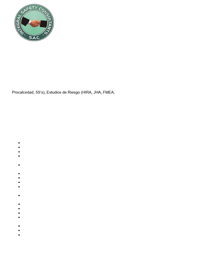 Presentacion INTEGRAL SAFETY CONSULTANTS SAC - (ISC SAC) | PDF