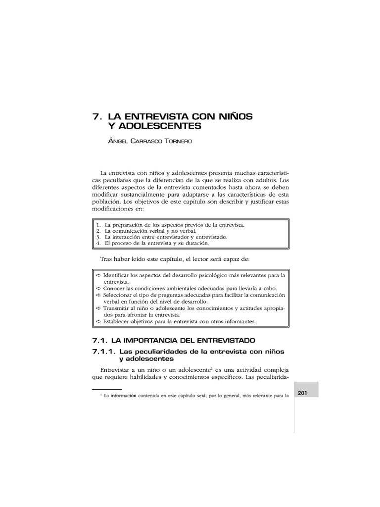 La Entrevista Con Niños y Adolescentes | PDF