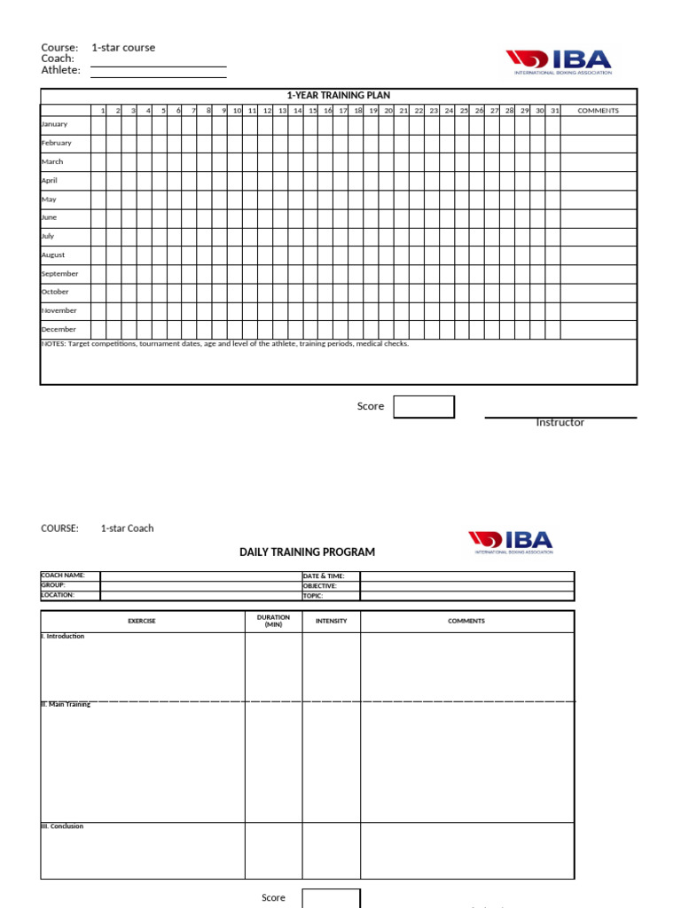 1 Year Blank 1 Day IBA Plans | PDF