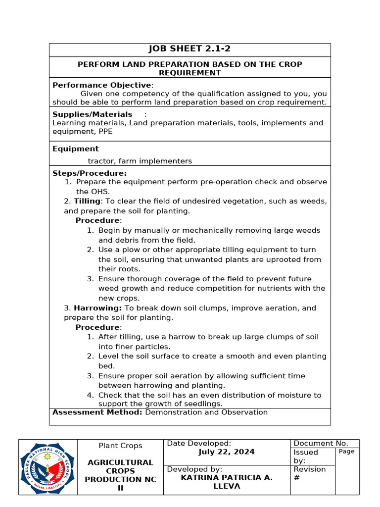 07K JOB SHEET 1 | PDF