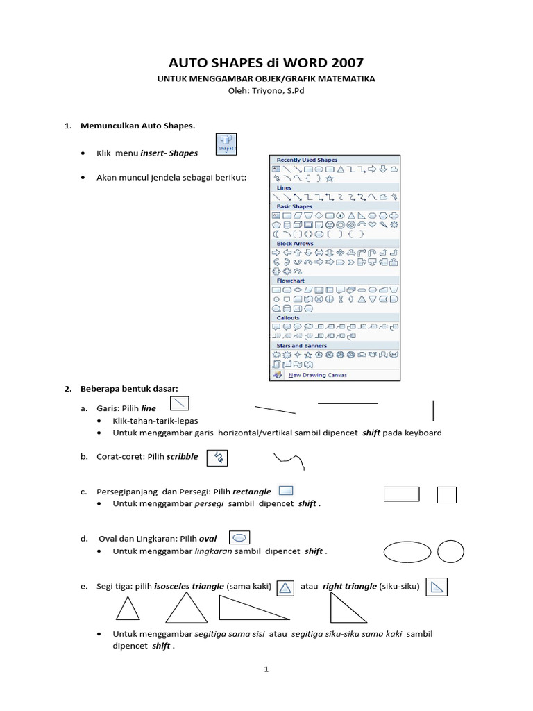 Autoshapes Ms Word | PDF | Geometric Shapes | Teaching Methods & Materials