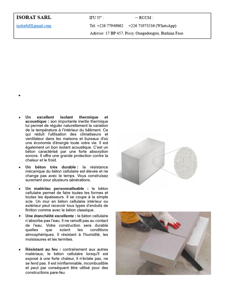 Pub Béton Cellulaire Isobat 1 | PDF