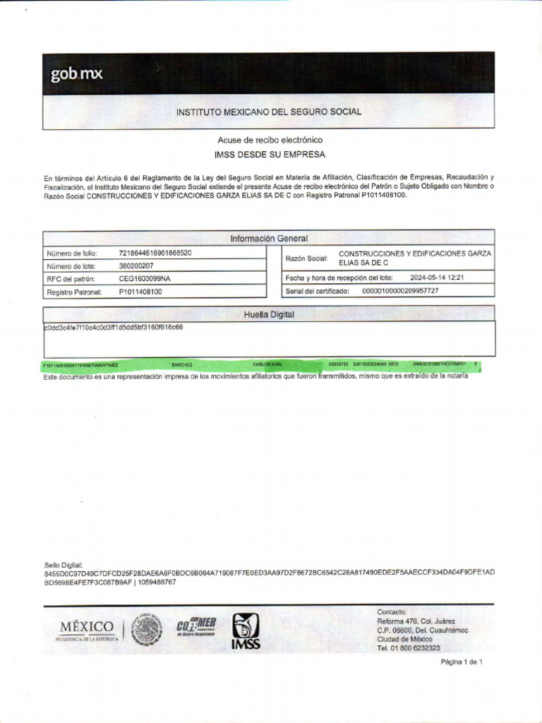 Sua Acuse de Recibo Imss | PDF