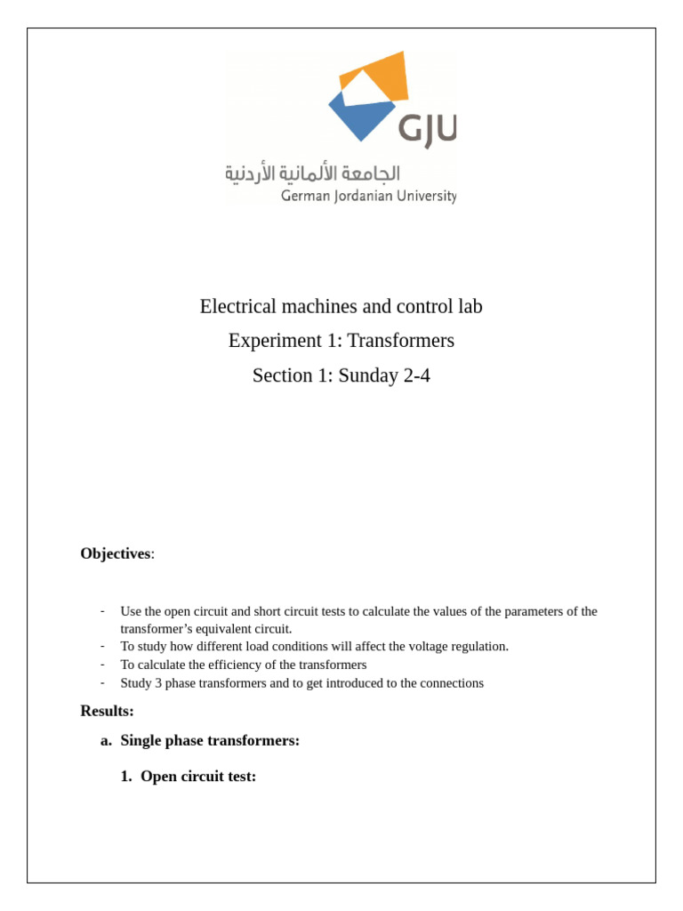 Electrical Machines and Control Lab | PDF