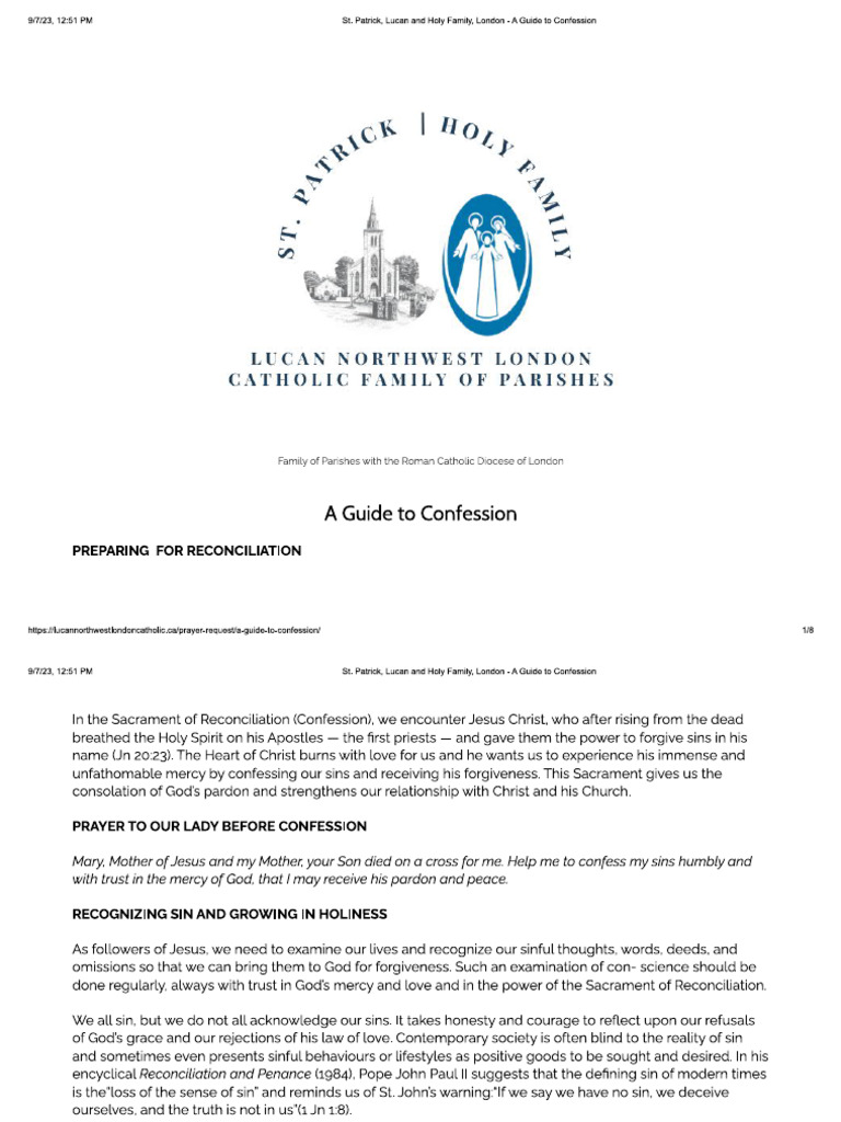 Confession and Examination of Conscience | PDF