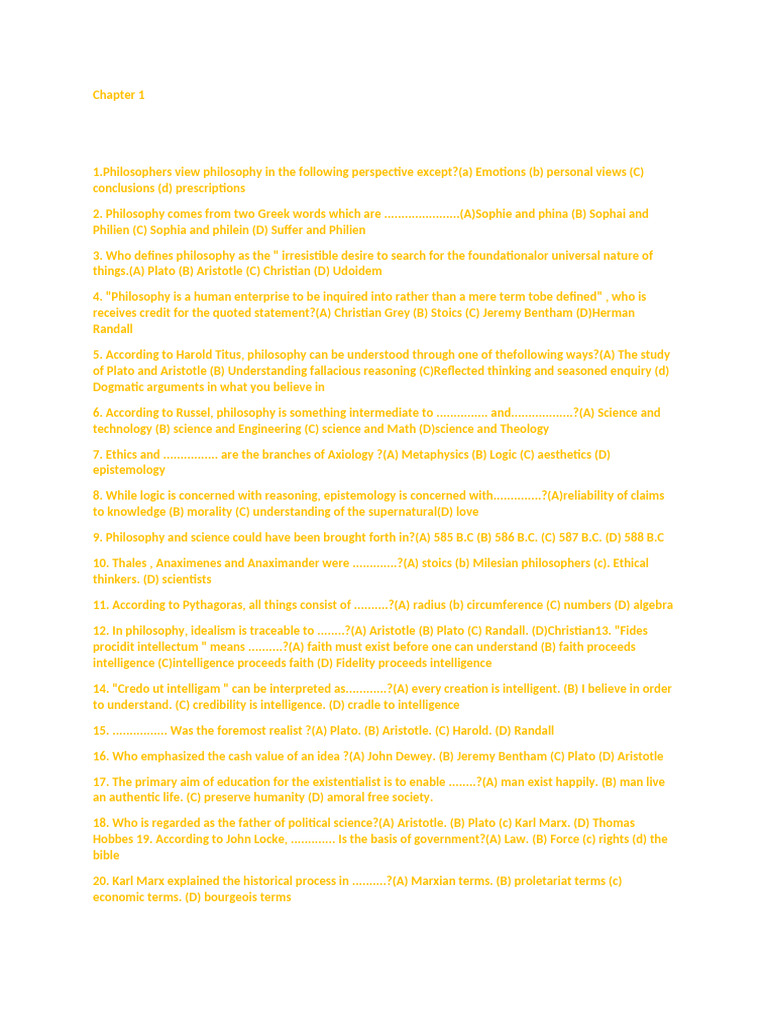 Phylosophy Past Questions | PDF | Logic | Philosophy