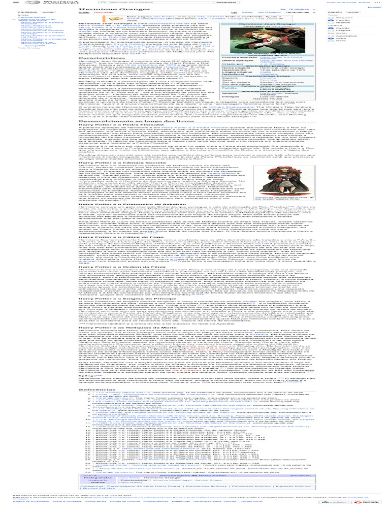 Hermione Granger - Wikipédia, A Enciclopédia Livre | PDF