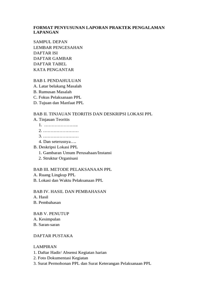 Format Penyusunan Laporan PPL | PDF