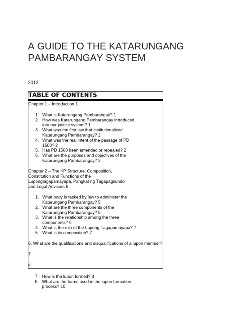 A Guide To The Katarungang Pambarangay System | PDF