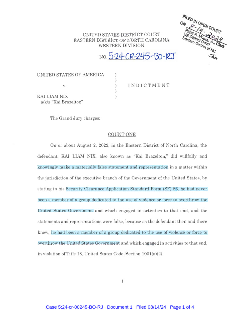 USA V Nix August 2024 Indictment | PDF