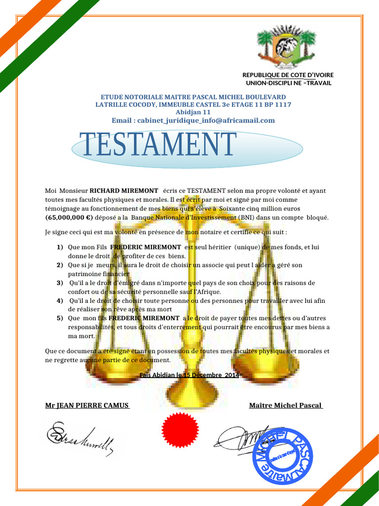 Testament - Copie | PDF