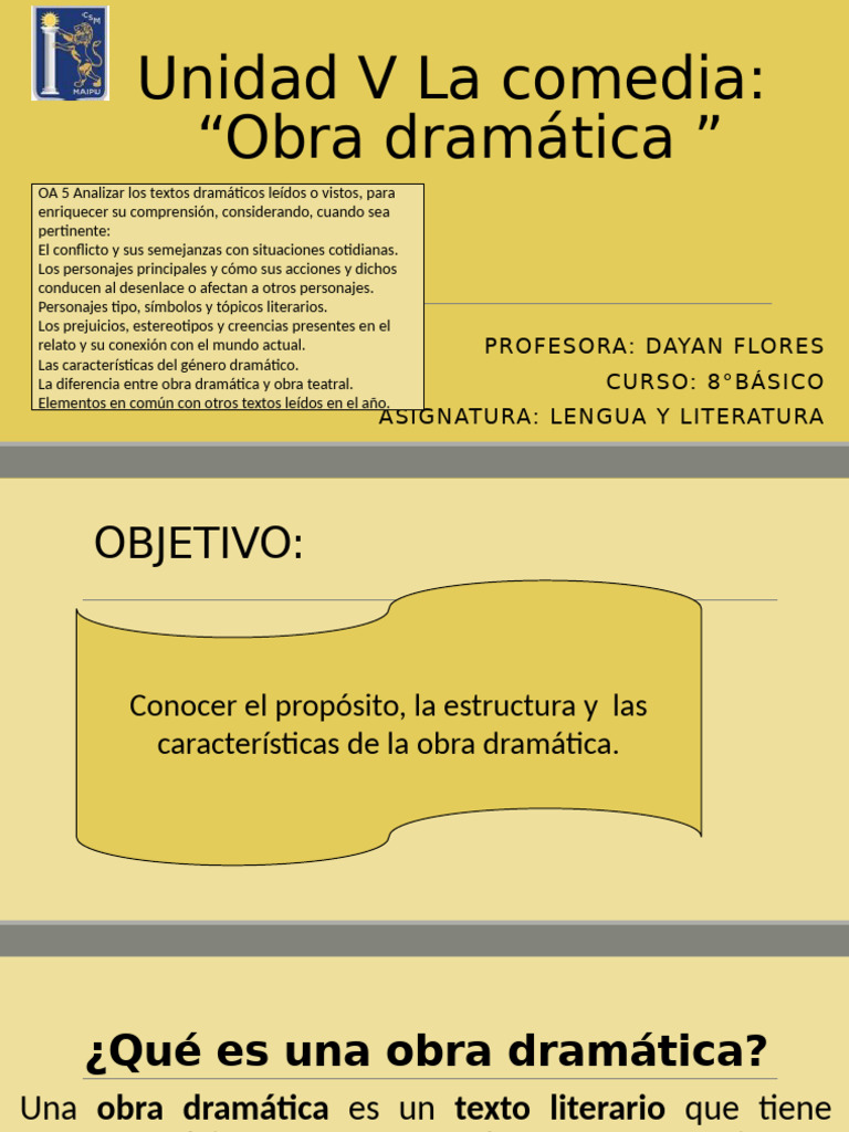 Unidad 5 - Obra Dramática - 8° Básico | PDF