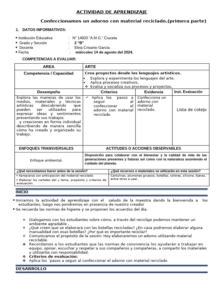 Actividad Alcancia Arte | PDF | Evaluación | Hogar, jardinería y bricolaje