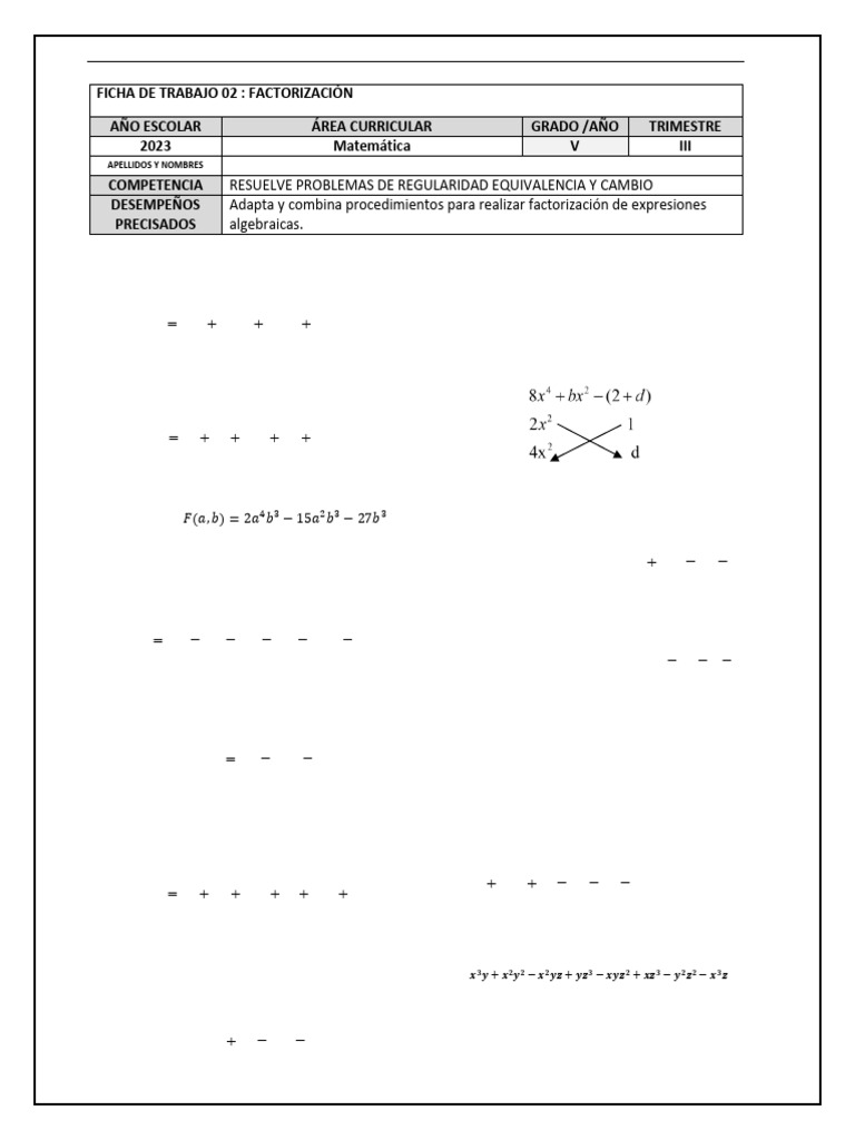 Ficha 02 Factorización | PDF