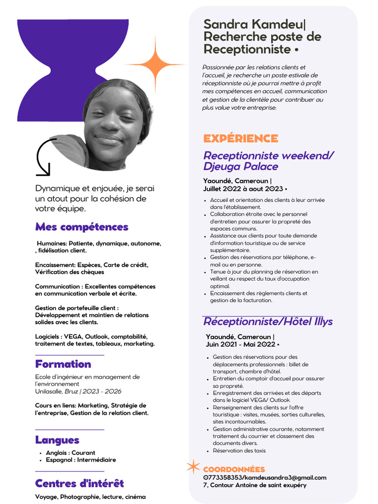 CV Receptionniste | PDF