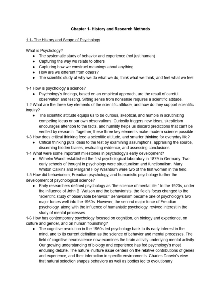 Chapter 1 - History and Research Methods | PDF