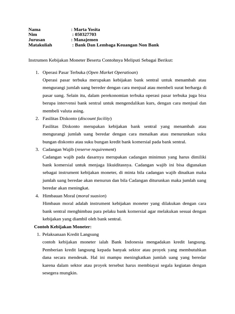 Instrumen Kebijakan Moneter | PDF