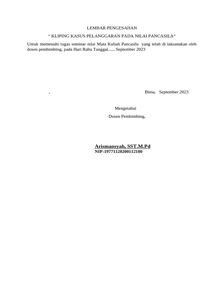 Lembar Pengesahan Makalah | PDF