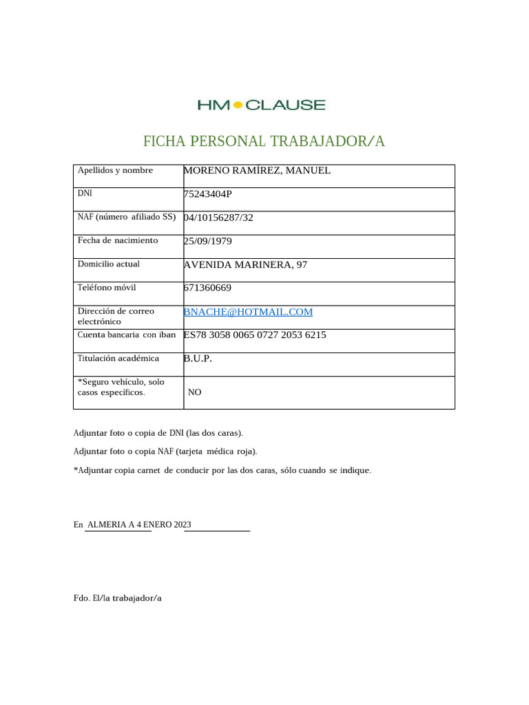 Ficha personal | PDF