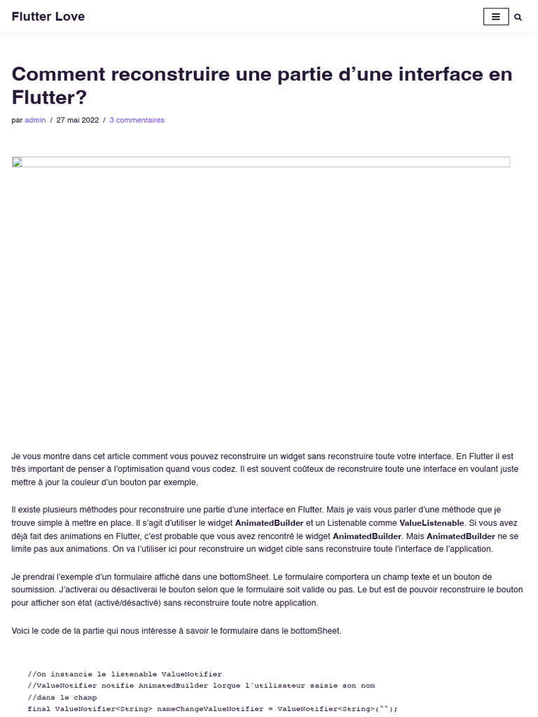 Comment Reconstruire Une Partie D'une Interface en Flutter - Flutter Love | PDF