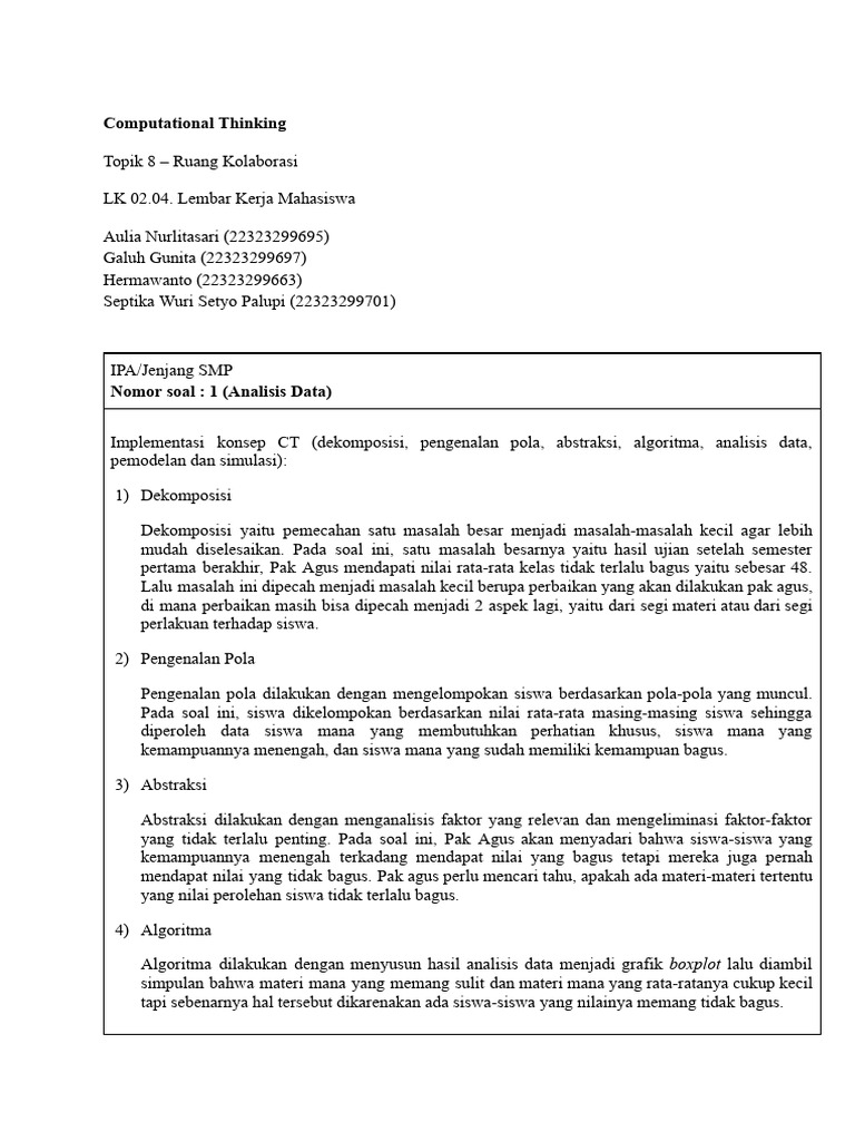 Computational Thinking | PDF