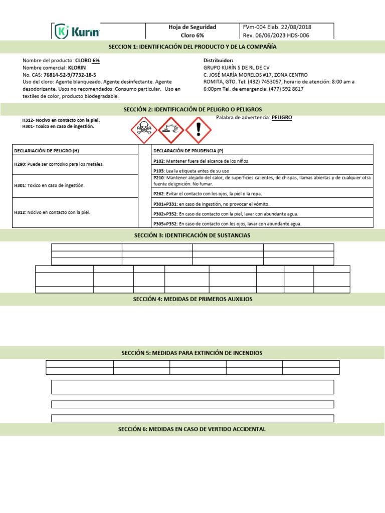 005_HDS_CLORO 6%_KURIN | PDF